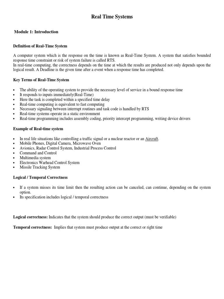 RTS Unit 1 Notes | Download Free PDF | Data Compression | Scheduling ...