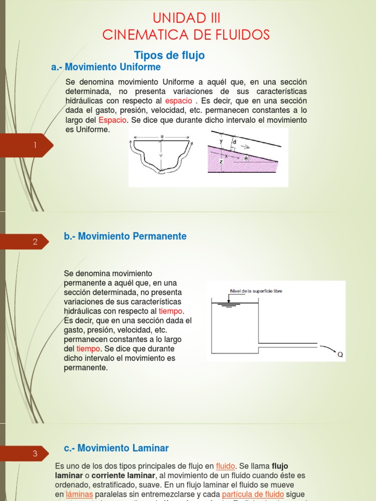 Cinematica de Fluidos | PDF | Flujo laminar | Numero Reynolds