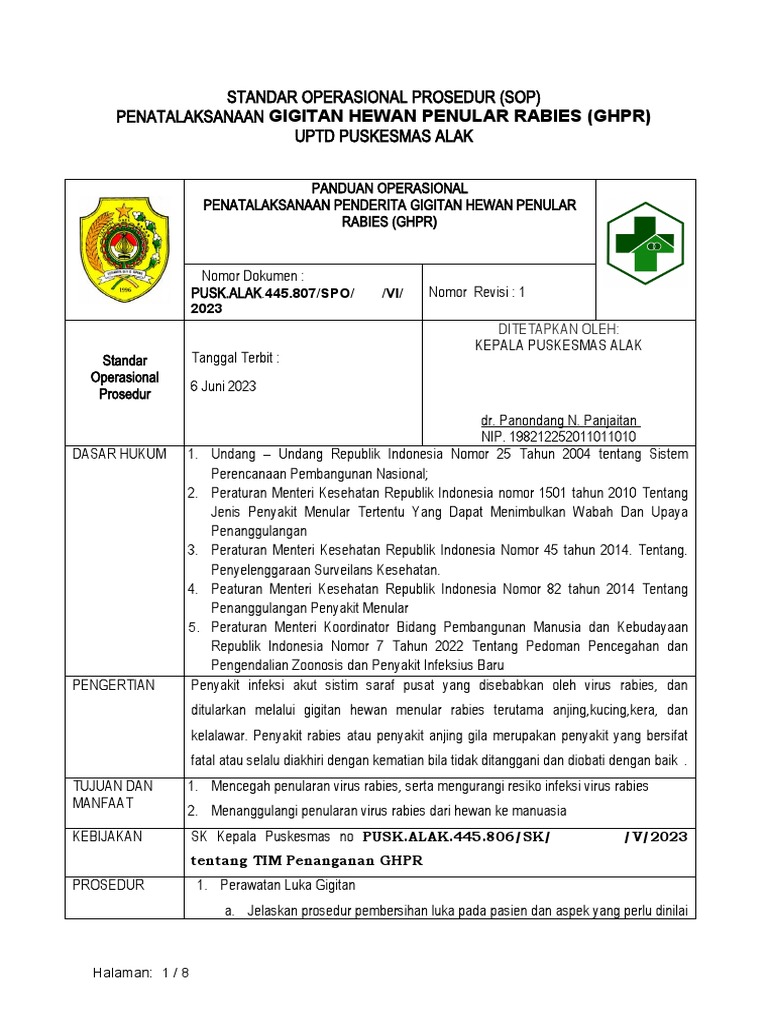 Sop Tata Laksna Rabies | PDF