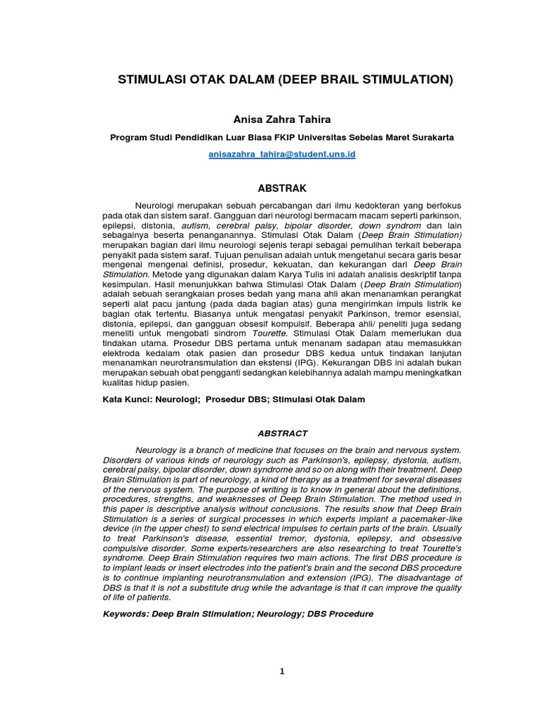 Stimulasi Otak Dalam (Deep Brain Stimulation) | PDF