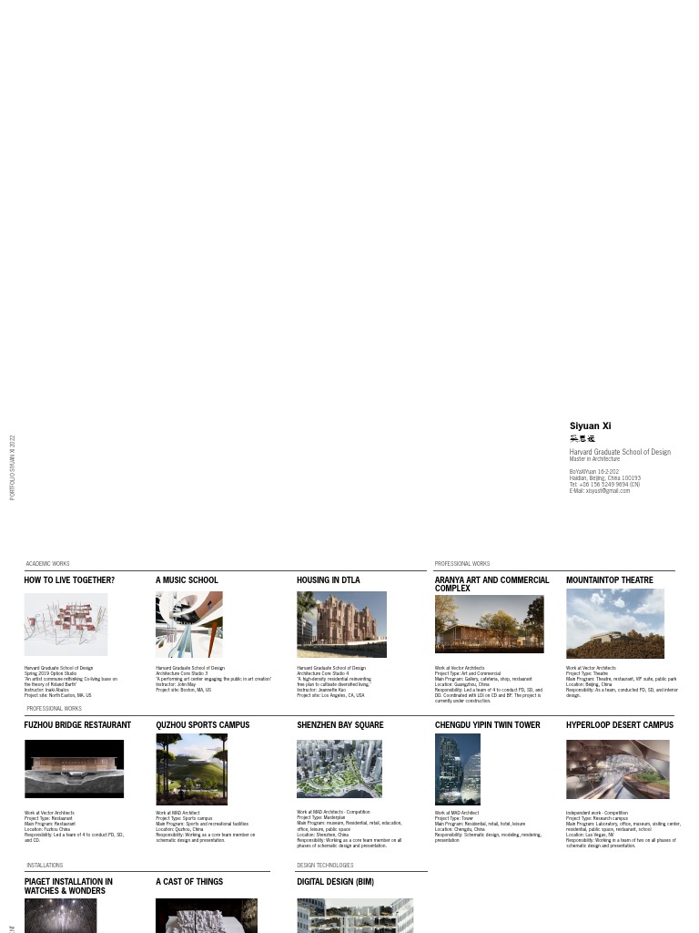 Siyuan Xi Portfolio Pdf Building Information Modeling