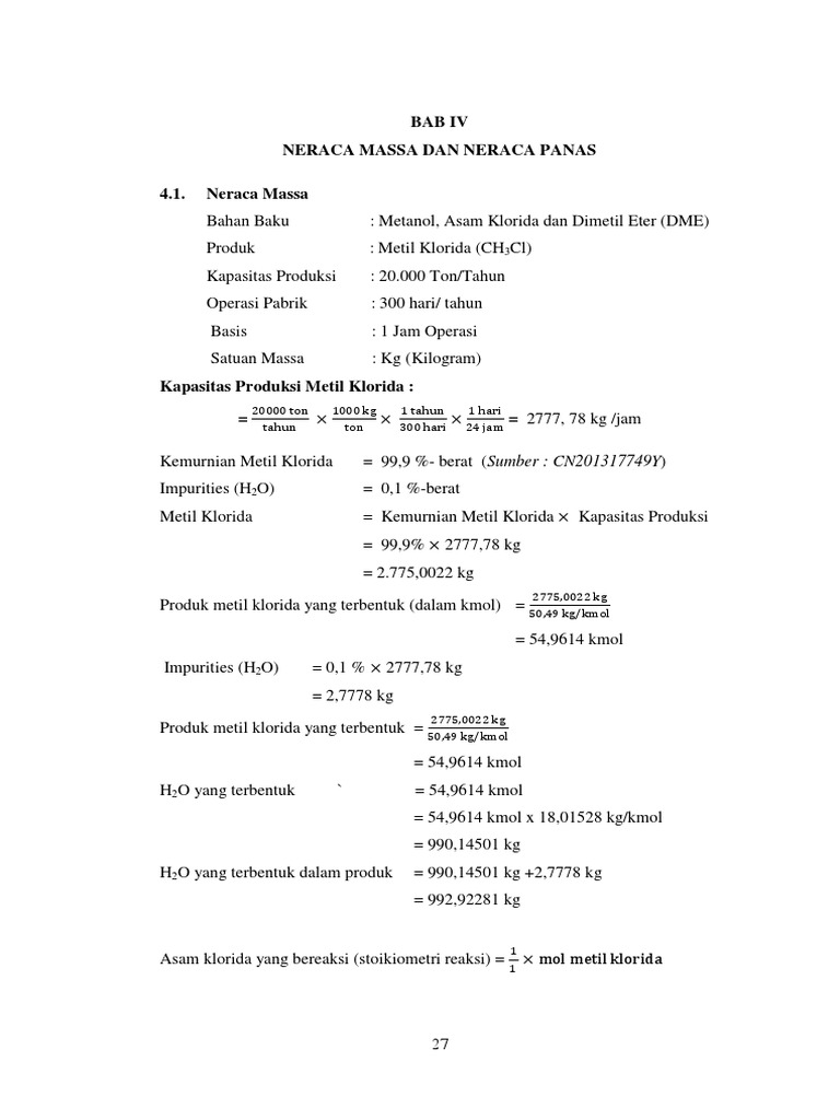 Bab Iv Neraca Massa Dan Neraca Panas Mei | PDF | Sains & Matematika