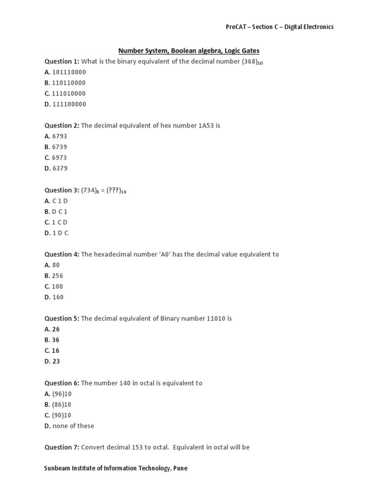 Section C - Digital MCQ1 | PDF | Logic Gate | Theory Of Computation