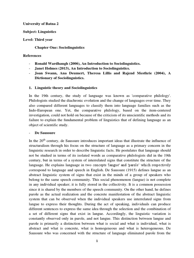 Linguistics 3rd Year Pdf Dialect Sociolinguistics