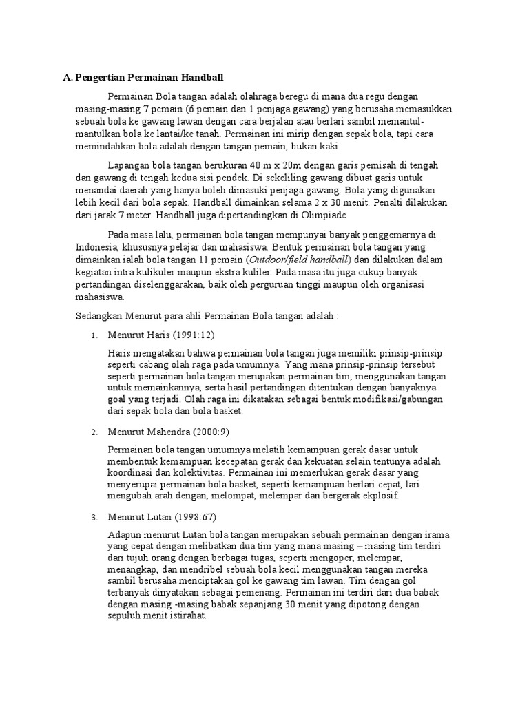 Pengertian dan Sejarah Handball | PDF | Sejarah