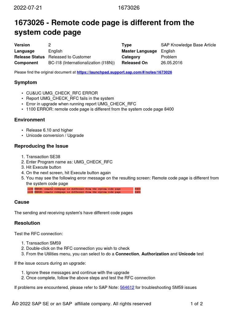 Remote Code Page Is Different From The System Code Page | PDF