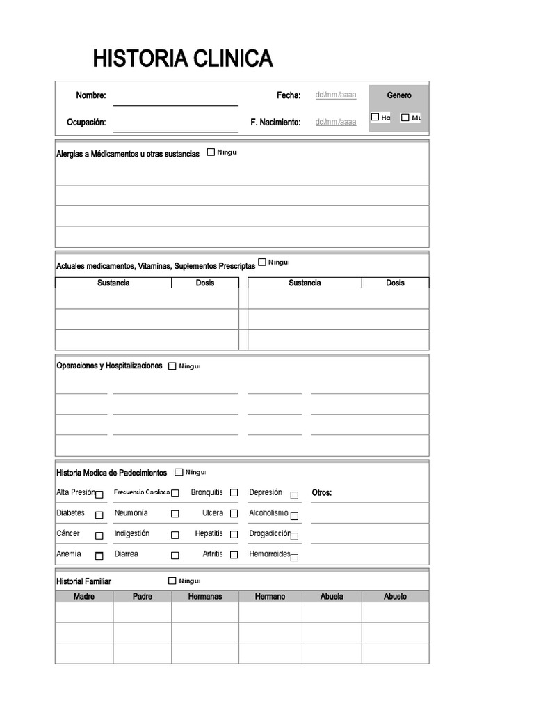 130. Formato de Historia Clinica | PDF