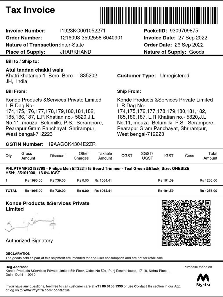 Trimmer Invoice | PDF | Trade | Public Finance