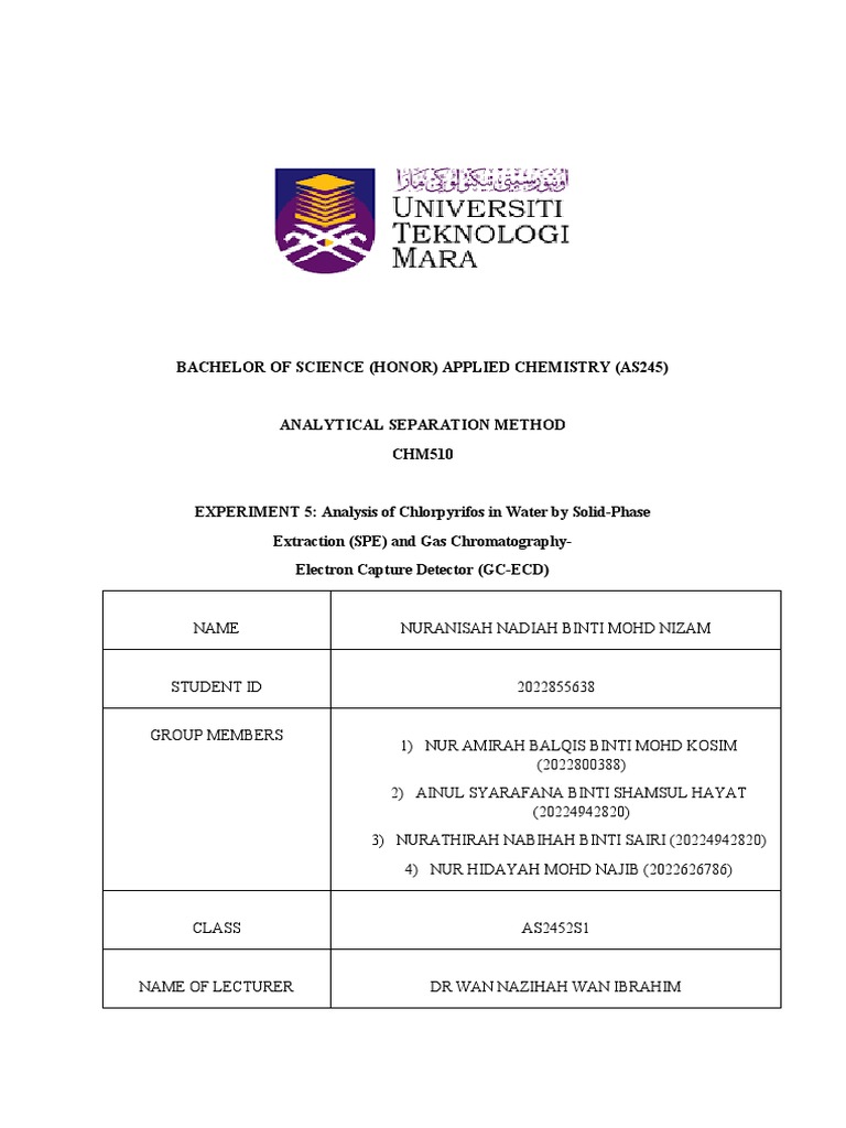 CHM510 Exp 5 | PDF | Chromatography | Scientific Techniques