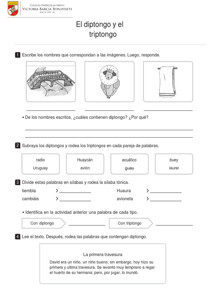 Ficha de Diptongo y Triptongo | PDF
