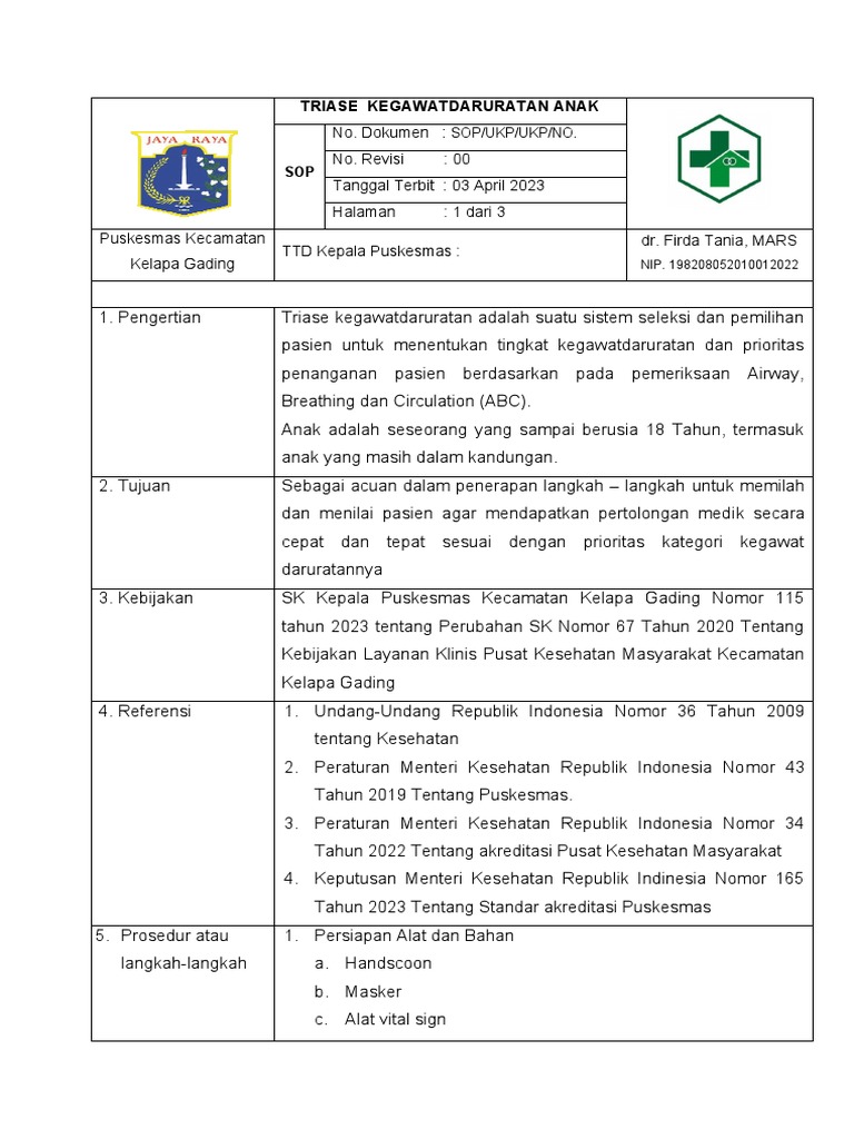 Triase Kegawatdaruratan Anak Igd PKC | PDF