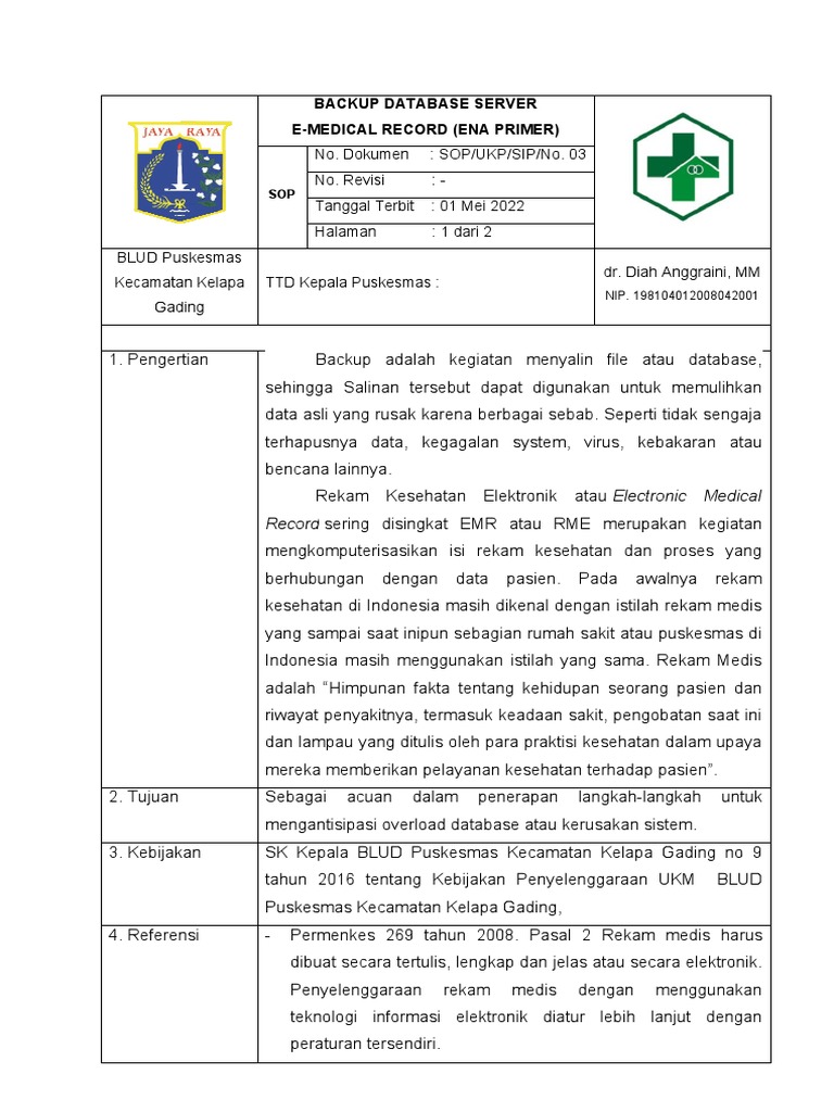 Sop Backup Data | PDF