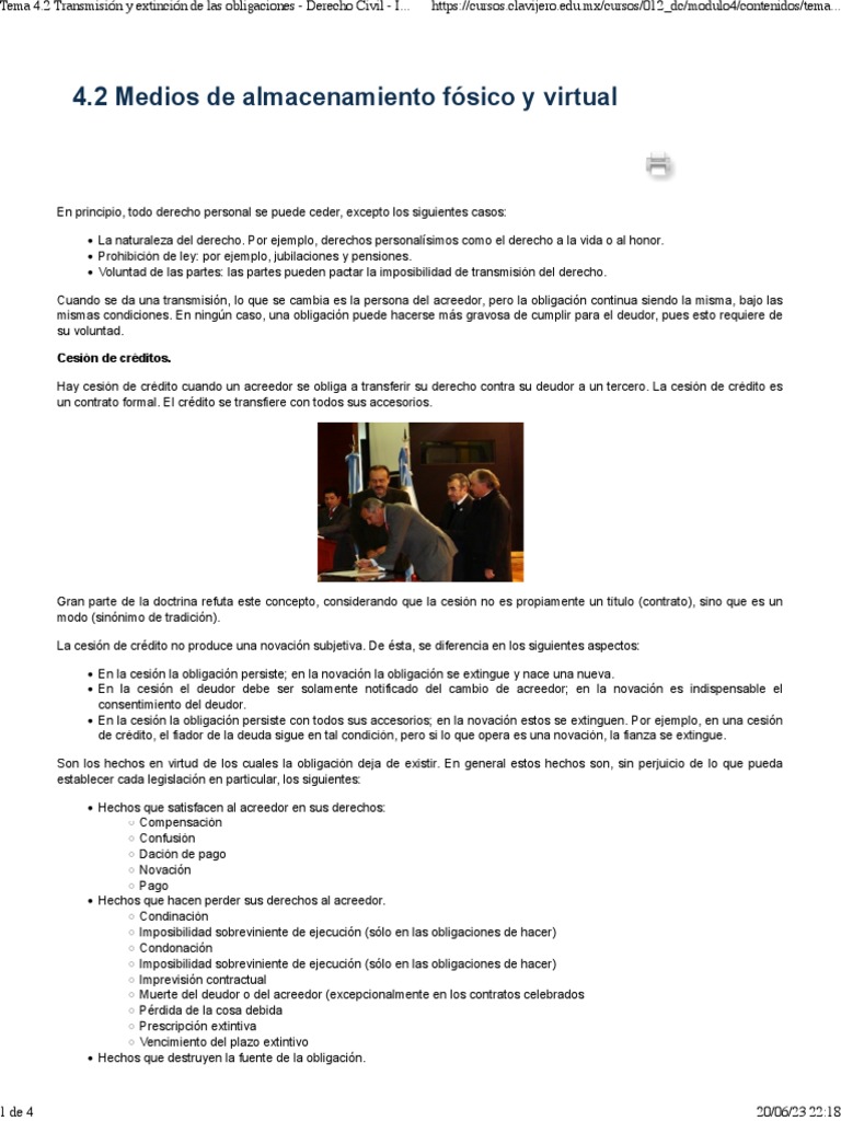 Tema 4.2 Transmisión y Extinción de Las Obligaciones - Derecho Civil - Instituto Consorcio ...