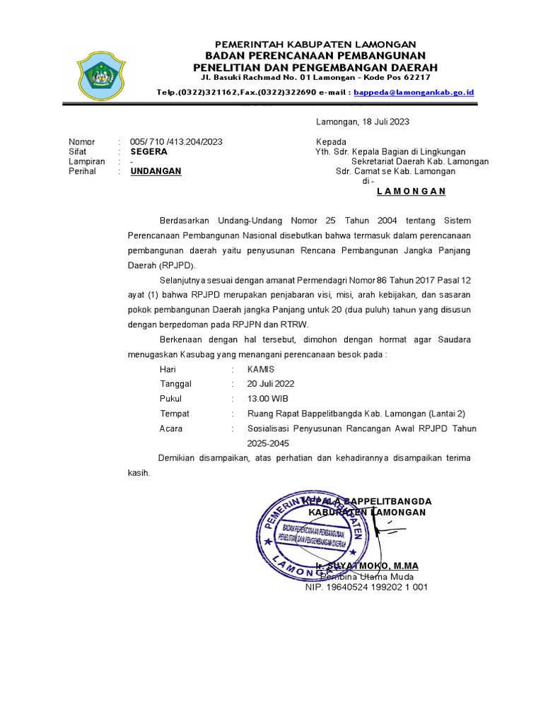 Undangan Sosialisasi RPJPD 2025-2045 | PDF