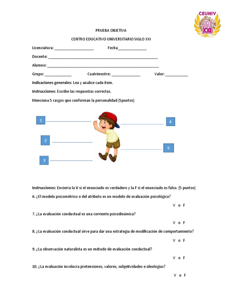 Pruebas Objetiva Ejemplos ..-1 | PDF | Evaluación | Aprendizaje