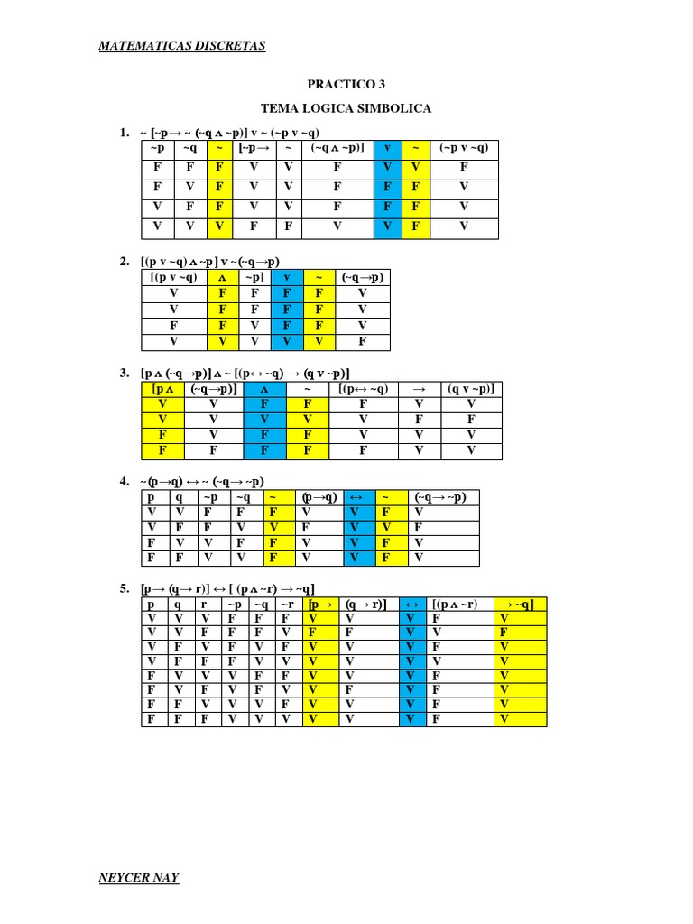 Practico 3 Tabla de Verdad | PDF