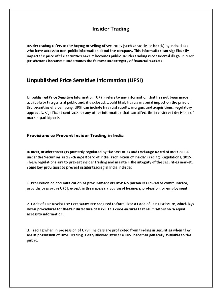 Insider Trading | PDF | Insider Trading | Securities (Finance)