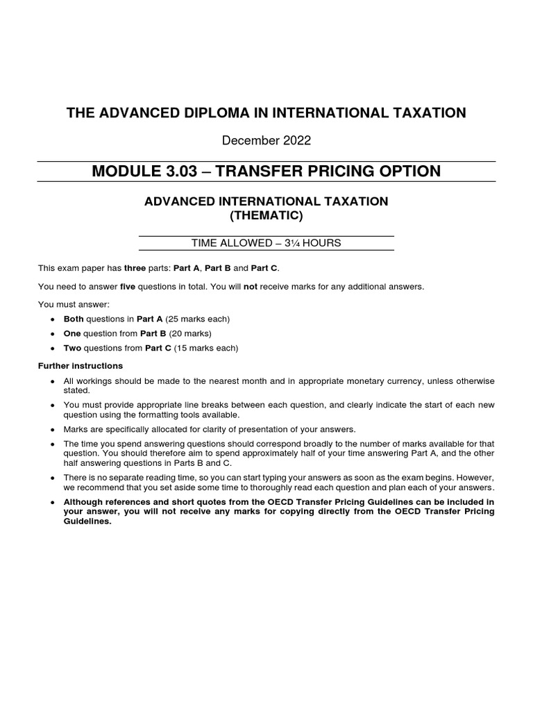 ADIT TP 2022-12 Questions | Download Free PDF | Taxes | Corporate Tax