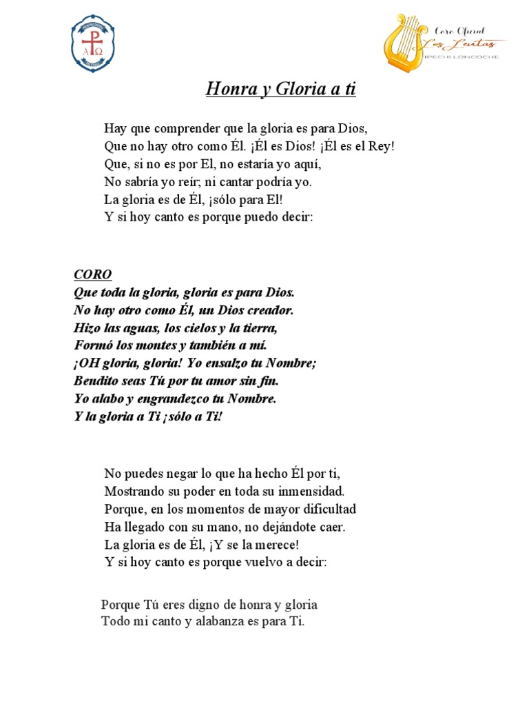 Honra y Gloria a Ti, Señor | PDF | Poesía