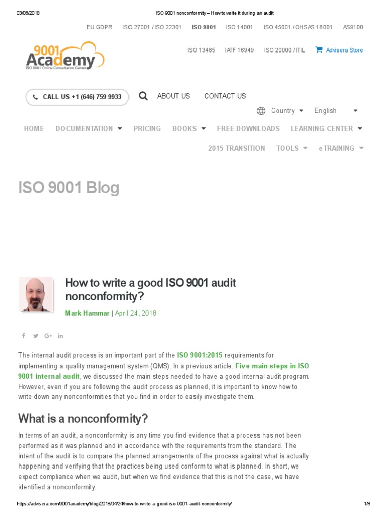 ISO 9001 Nonconformity - How To Write It During An Audit | PDF ...