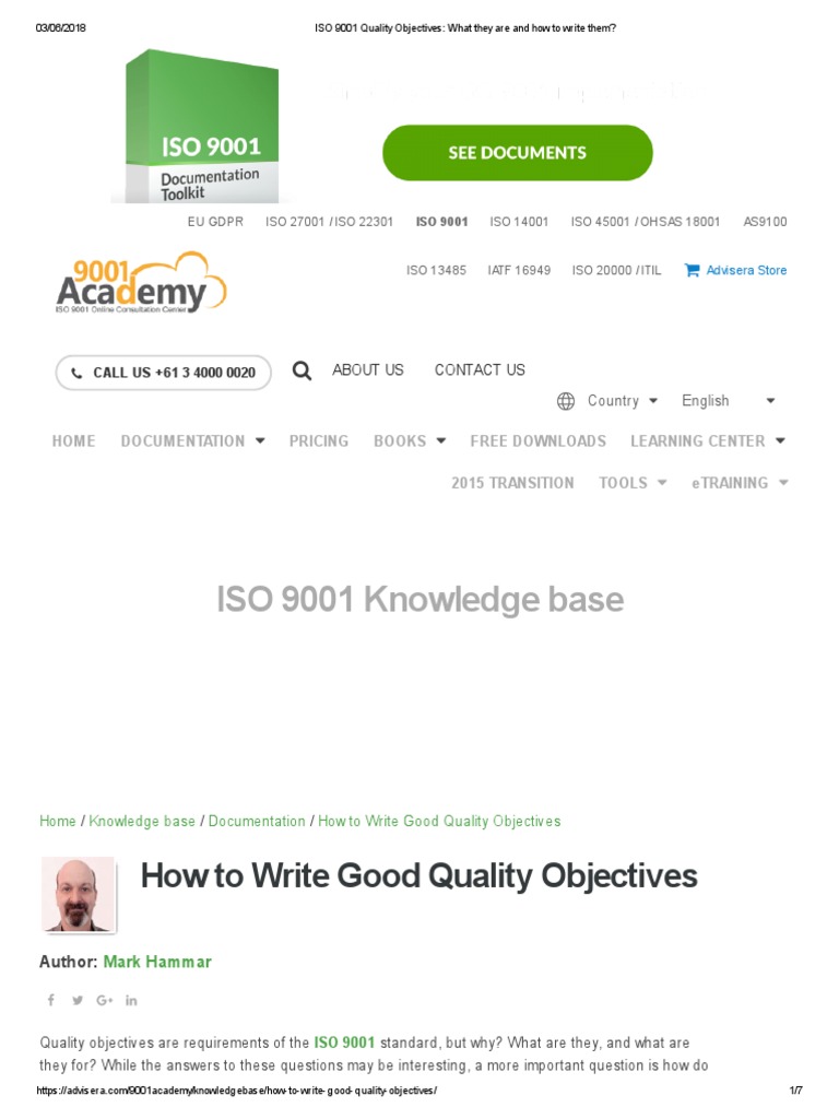 ISO 9001 Quality Objectives - What They Are and How To Write Them | PDF ...