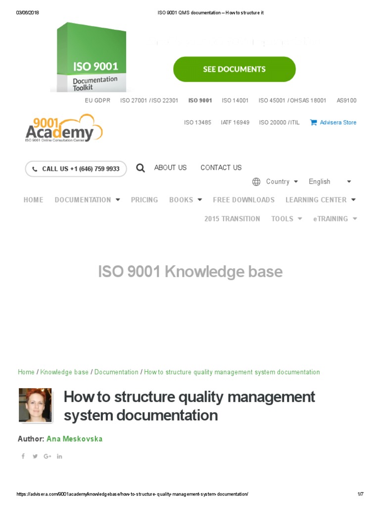 Structuring ISO 9001 QMS Documentation | PDF | Quality Management ...