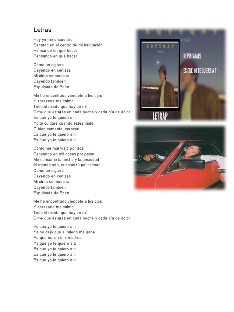 Letras Kevin Kaar | Descargar gratis PDF | Amor