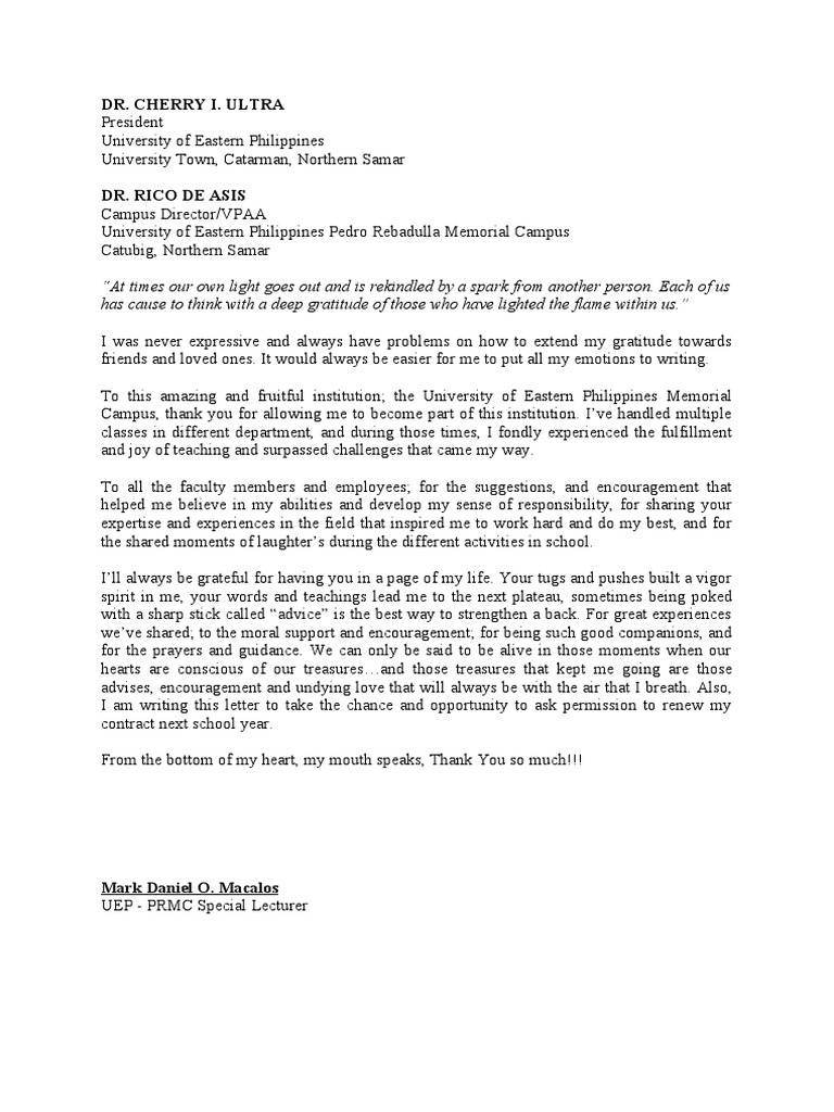 Letter of Gratitude | PDF