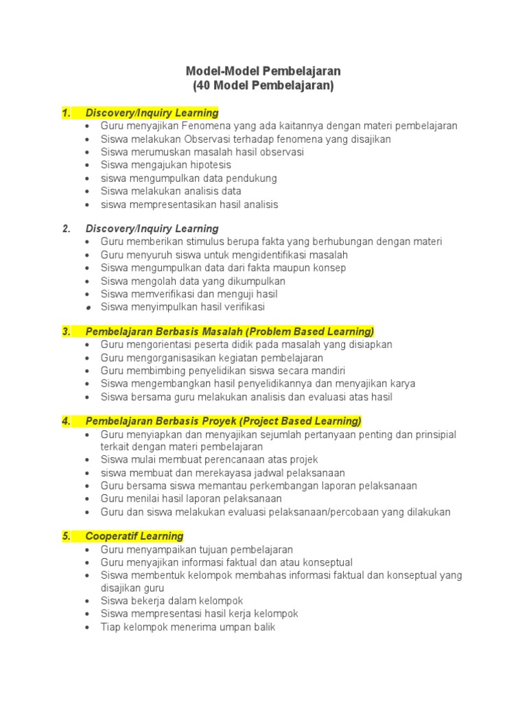 Model-Model Pembelajaran | PDF