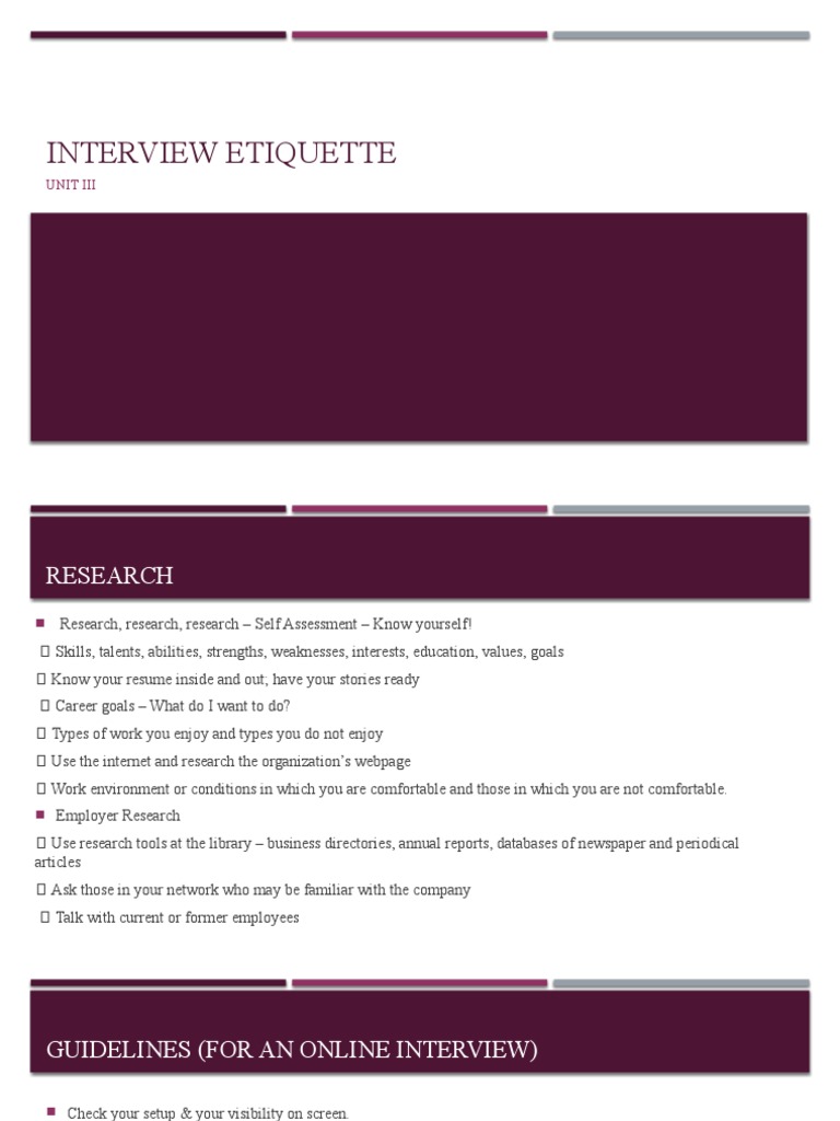 Interview Etiquette | PDF | Body Language | Communication