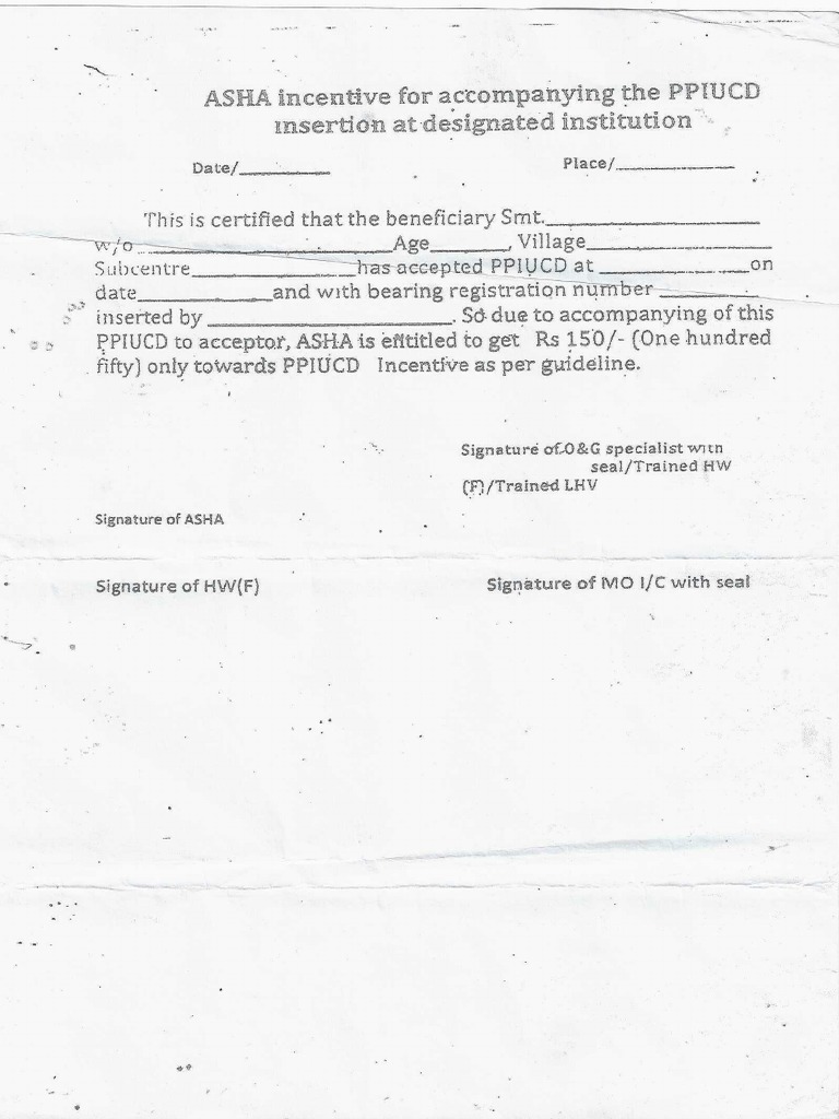 Asha PPIUID FORM - 0001 | PDF