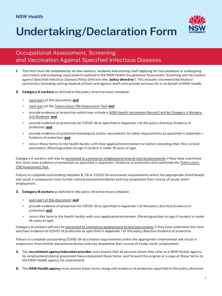Undertaking Declaration PD2022 - 030 | PDF | Tuberculosis | Vaccination