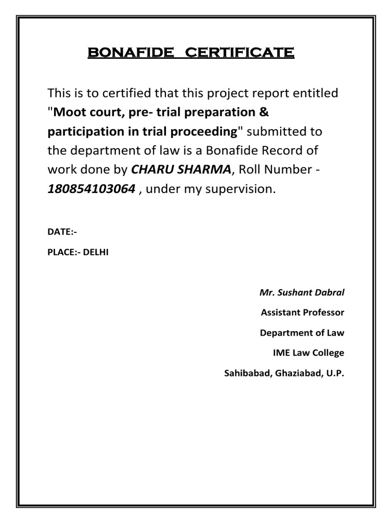Bonafide Certificate (1) Charu | PDF