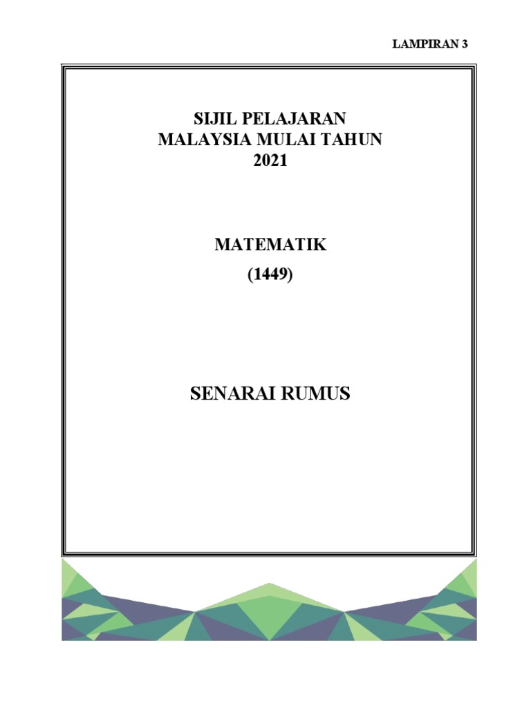 Rumus Matematik SPM 2021 | PDF | Area | Circle