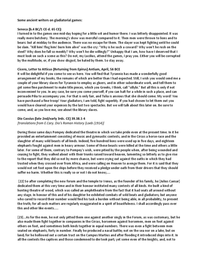 Ancient Sources About The Colosseum | PDF | Gladiator | Roman Republic