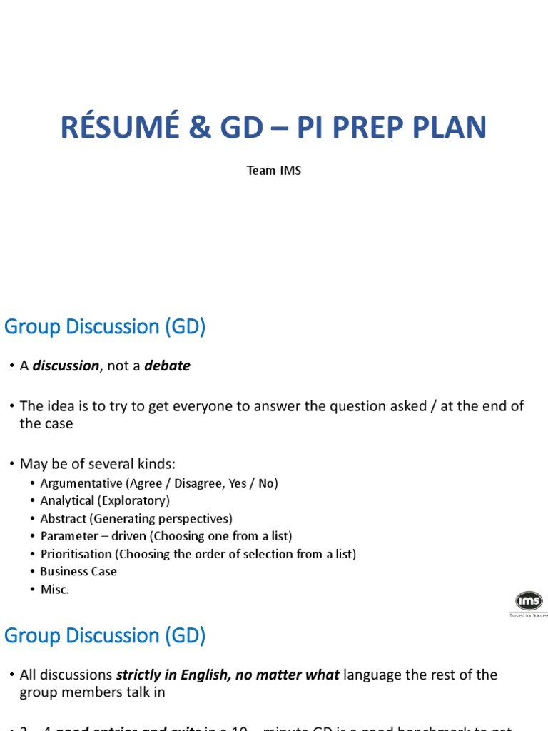 Resume - Building & GD - PI Prep Plan | PDF | Résumé