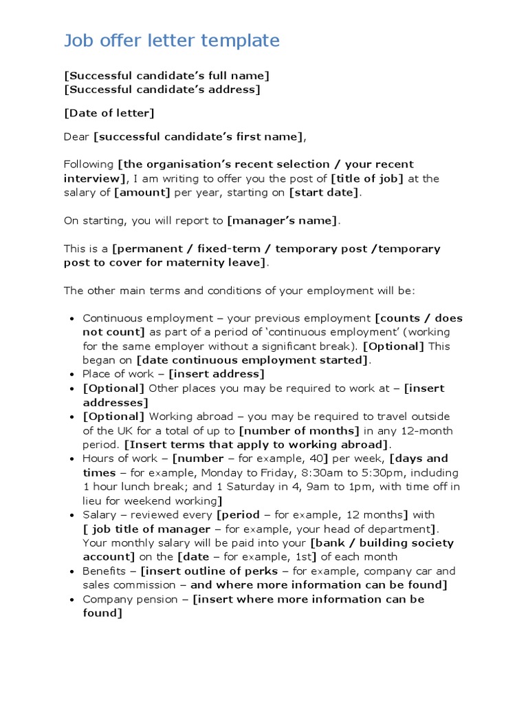 Job Offer Letter Template | PDF | Workweek And Weekend | Government