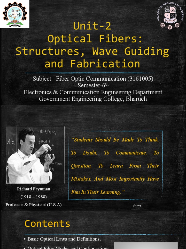 Unit 2: Optical Fiber Fabrication | PDF | Optical Fiber | Reflection ...