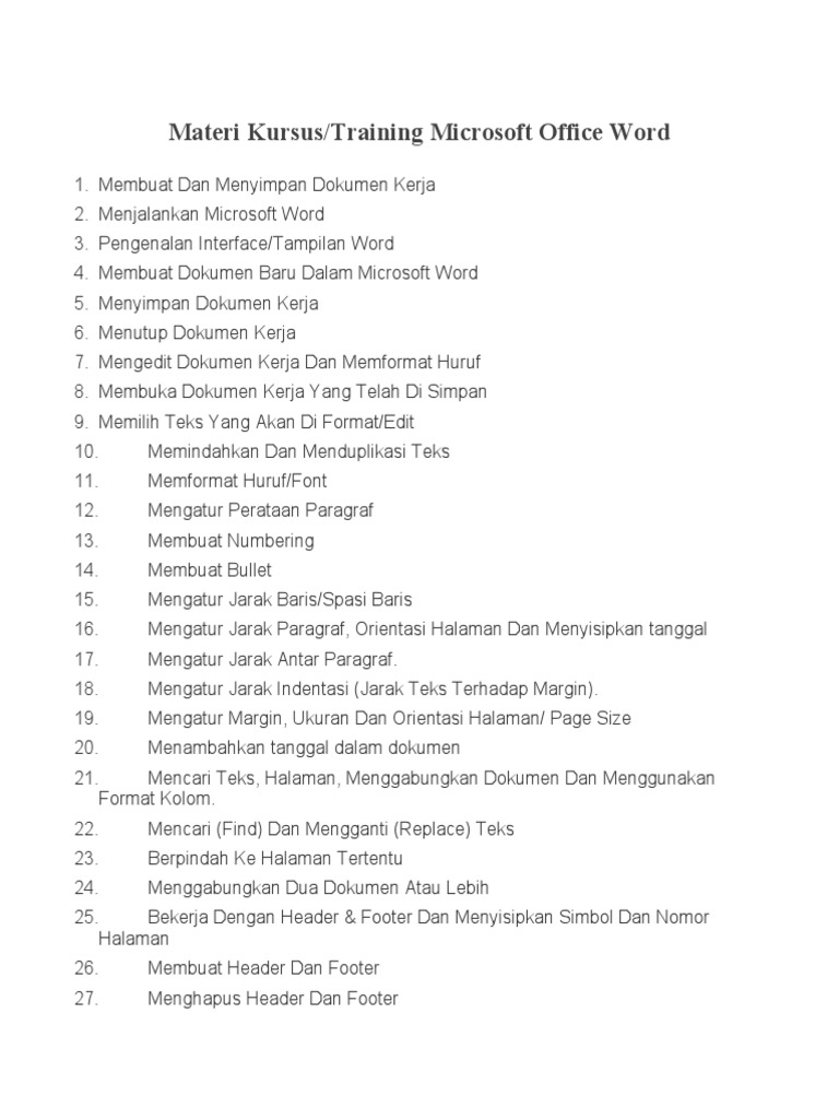 Materi Kursus Microsoft Word Pemula | PDF | Komputer