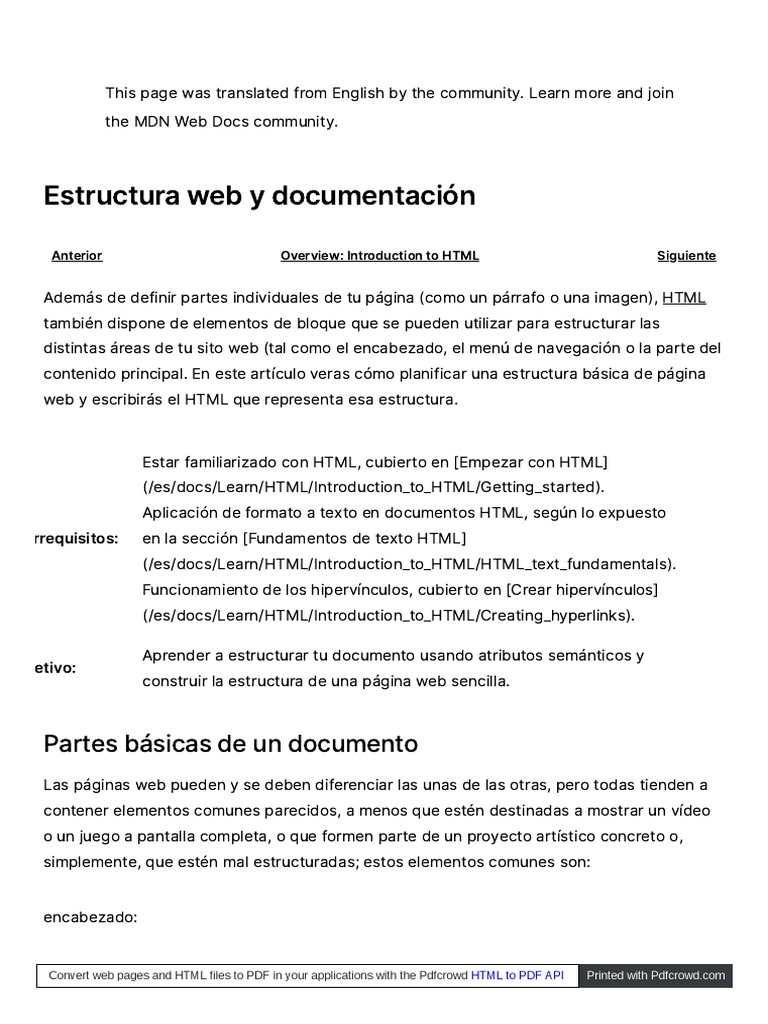 Developer Mozilla Org Es Docs Learn HTML Introduction To HTM | PDF | HTML | Red mundial