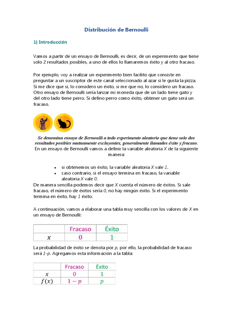 Distribución de Bernoulli: Guía y Ejemplo | PDF | Probabilidad | Variable aleatoria