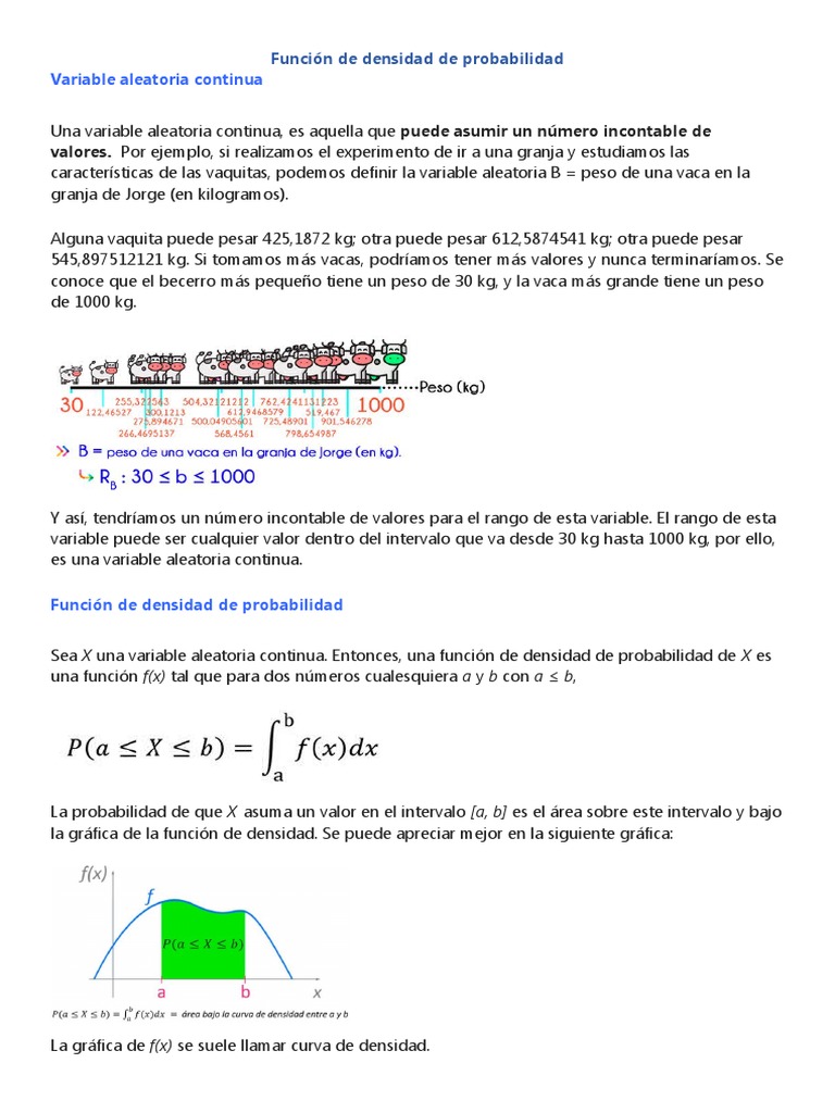 Función de Densidad de Probabilidad | PDF | Variable aleatoria | Función de densidad de probabilidad