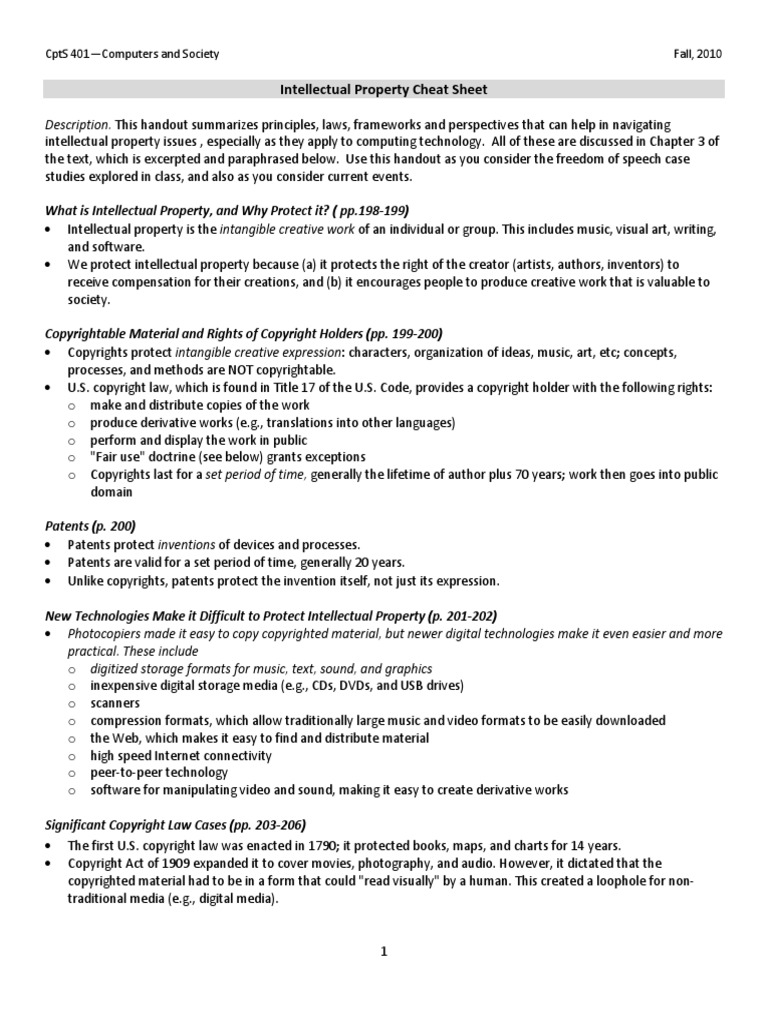 Intellectual Property Overview for Computing | PDF | Copyright ...