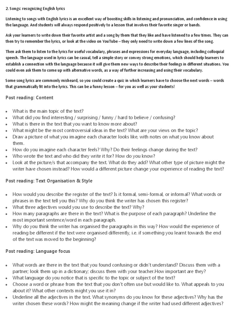 Authentic Texts Pdf Reading Comprehension English As A Second Or