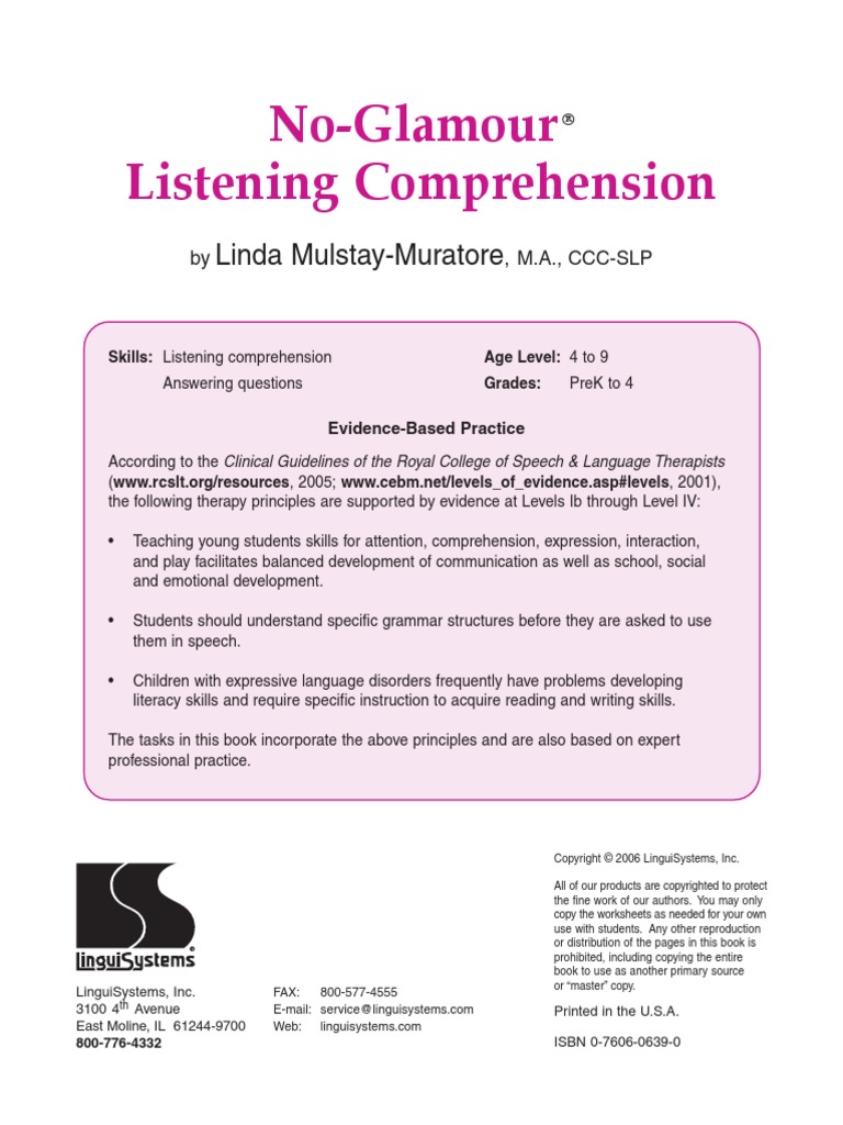 No-Glamour Listening Comprehension | PDF | Reading Comprehension | Question