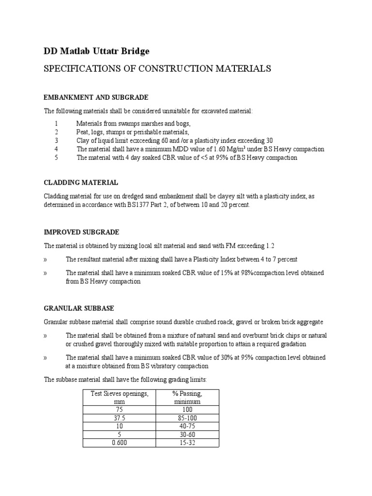 Matlab Uttatr Bridge Material Specs | PDF | Water | Earth