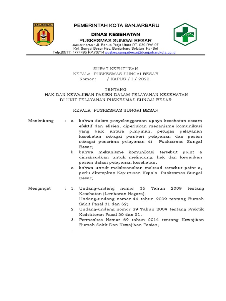 SK Kebijakan Hak Dan Kewajiban 2022 | PDF | Kesehatan Holistik | Sains & Matematika