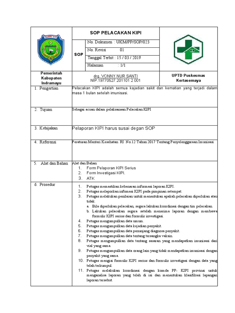 SOP Pelacakan KIPI | PDF