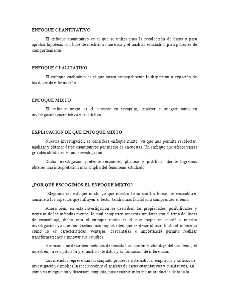 Enfoque Mixto | PDF | Investigación cuantitativa | Hipótesis