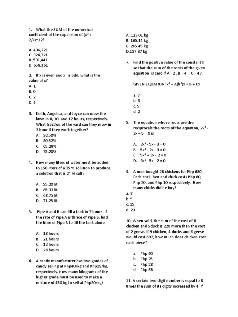 What The SUM of The Numerical | PDF | Speed | Equations